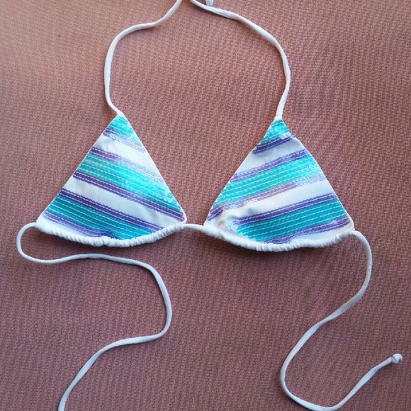 Victoria's Secret | Swim | New Vs Sequined Stripe Triangle Swim Top ...